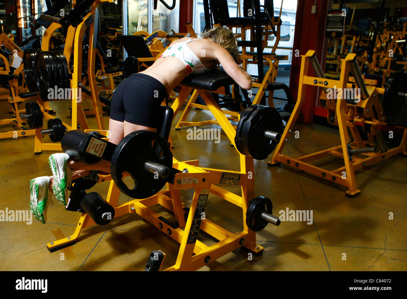 Fit female exercising in a gym Stock Photo - Alamy