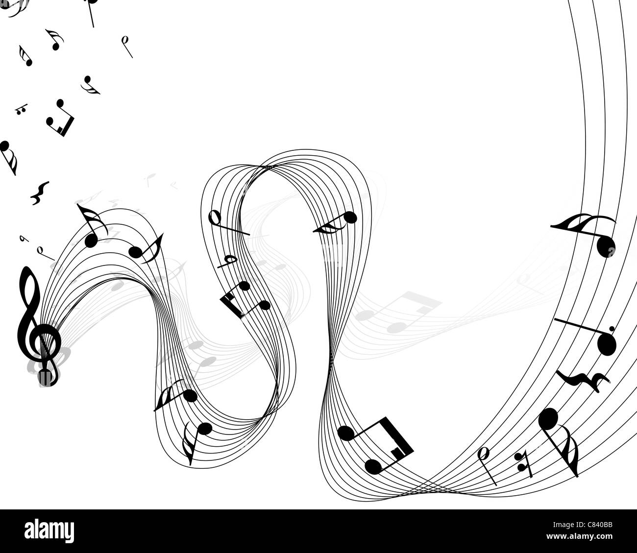 Vector musical notes staff background for design use Stock Photo - Alamy