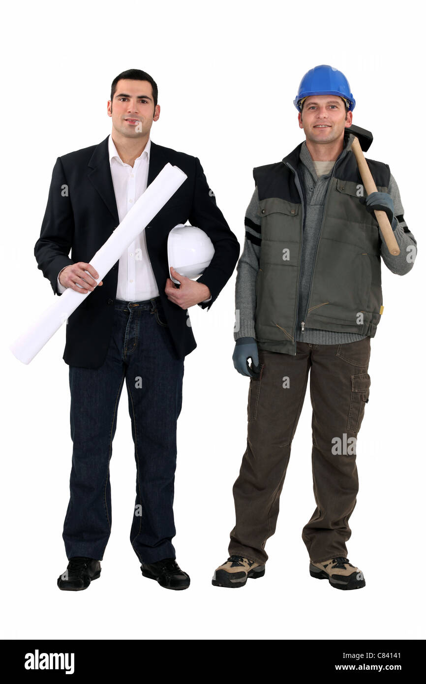 An architect and a foreman Stock Photo - Alamy