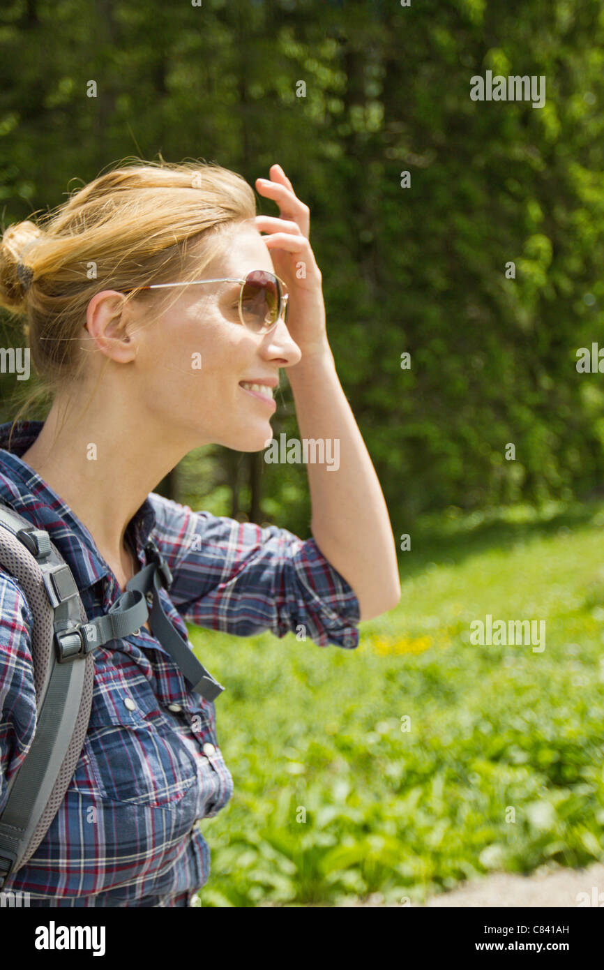 Lady wearing backpack hi-res stock photography and images - Alamy