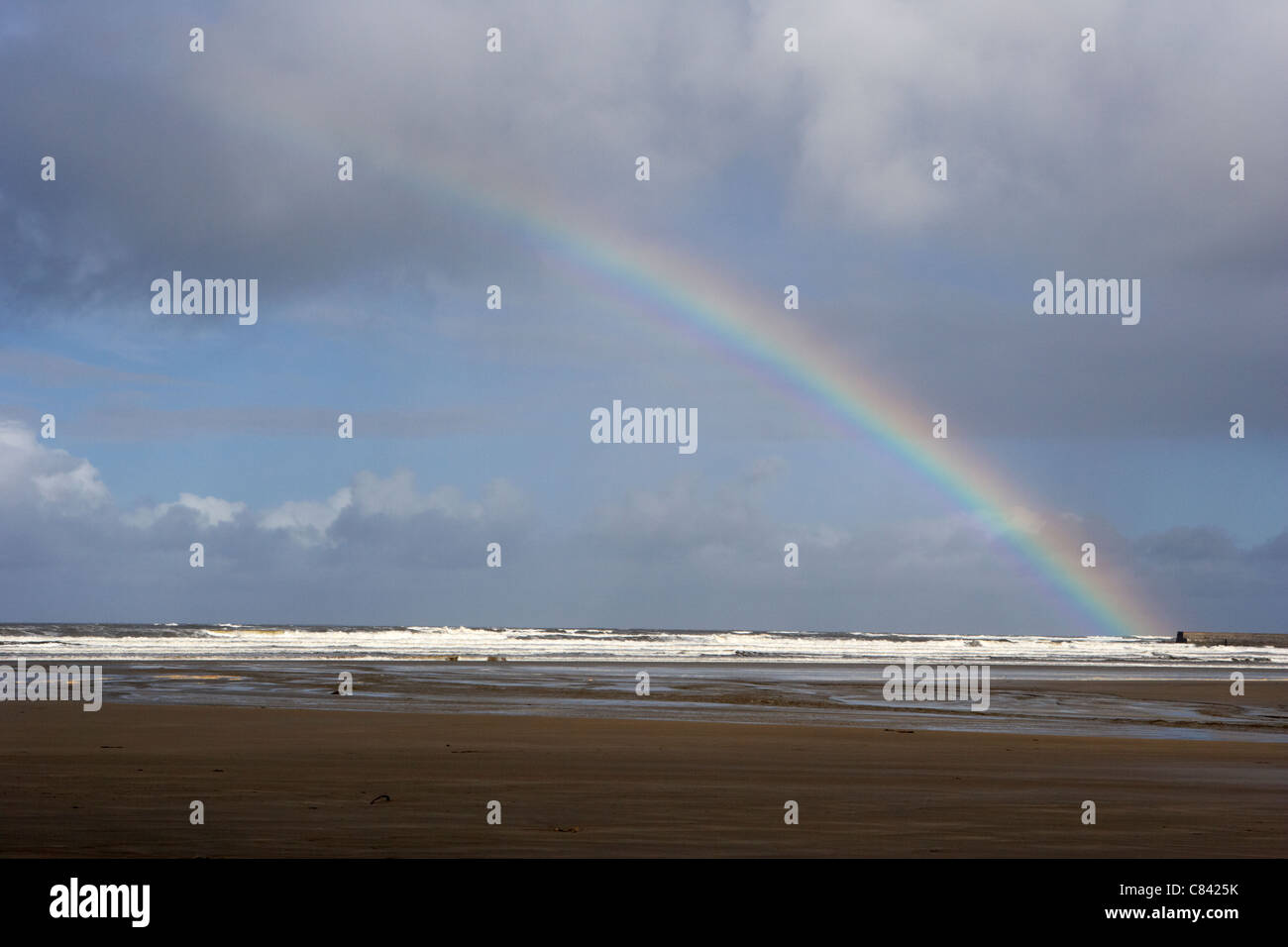rainbow over enniscrone beach and strand county sligo republic of ...