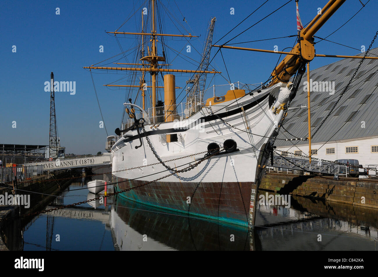 HMS Gannet (1878) at Chatham Historic Dockyard Kent England UK Stock ...
