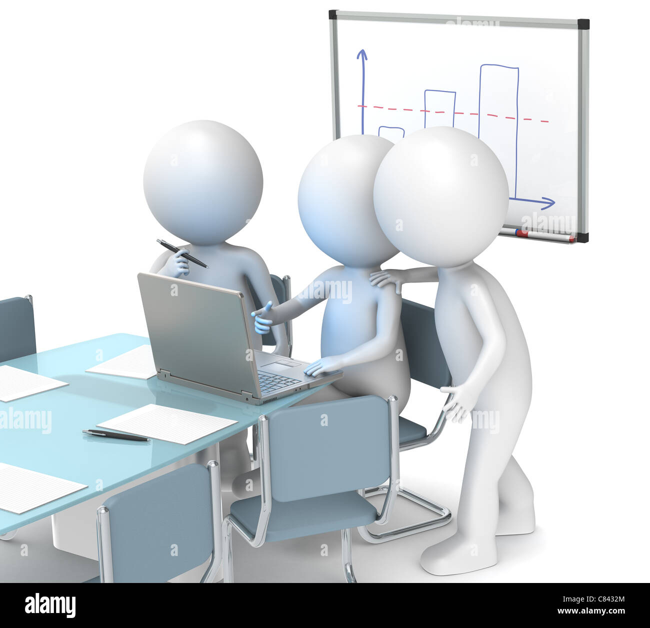 3D little human characters X3 in the Conference Room. Business People ...