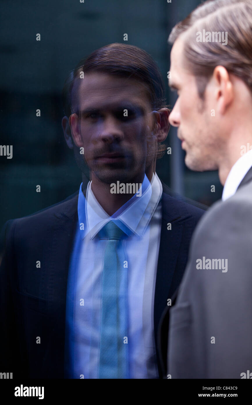 Businessman window city view hi-res stock photography and images - Alamy