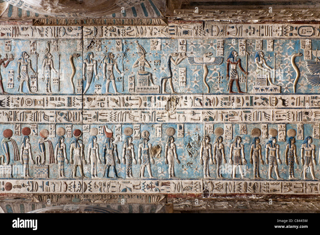 image of Interior details of Dendera Temple showing the newly cleaned ...