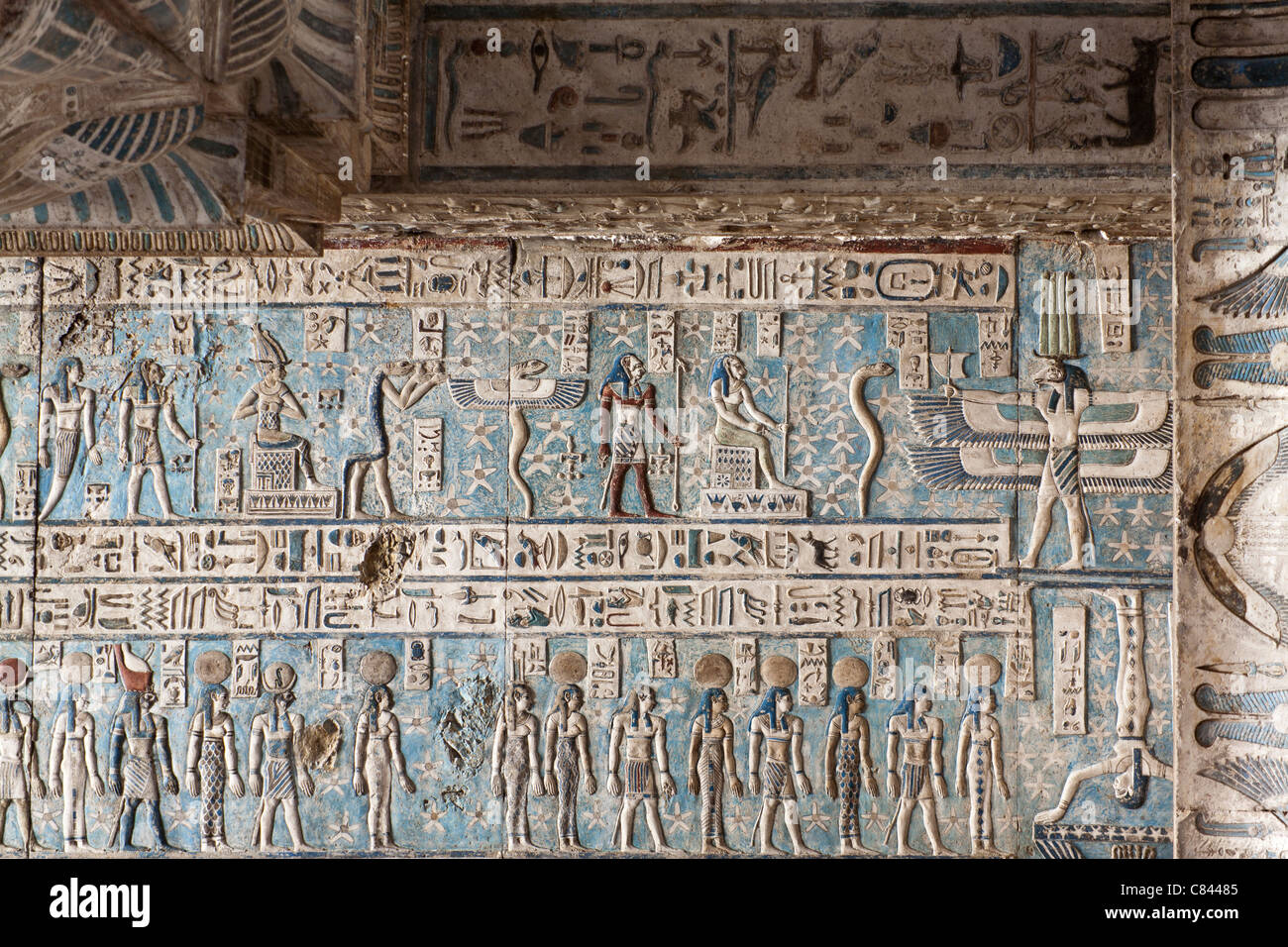 image of Interior details of Dendera Temple showing the newly cleaned ...