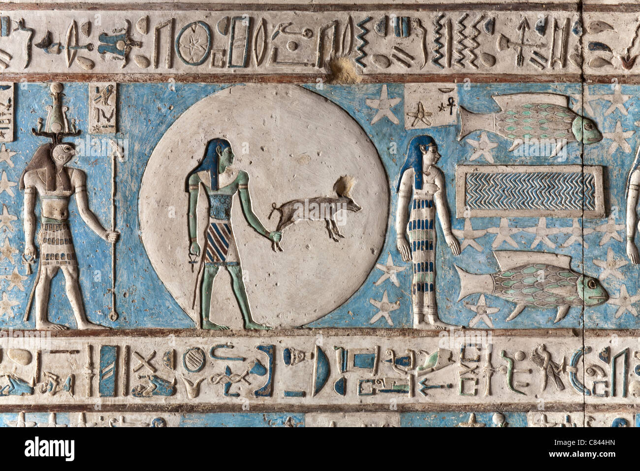 Image of Interior details of Dendera Temple showing the newly cleaned ...