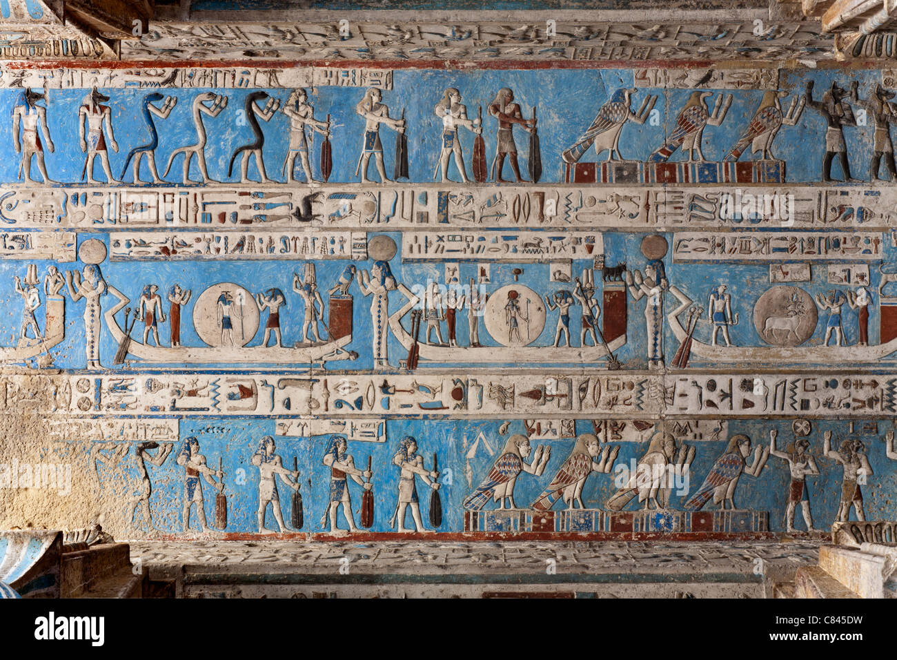Interior details of Dendera Temple showing the newly cleaned ceiling ...