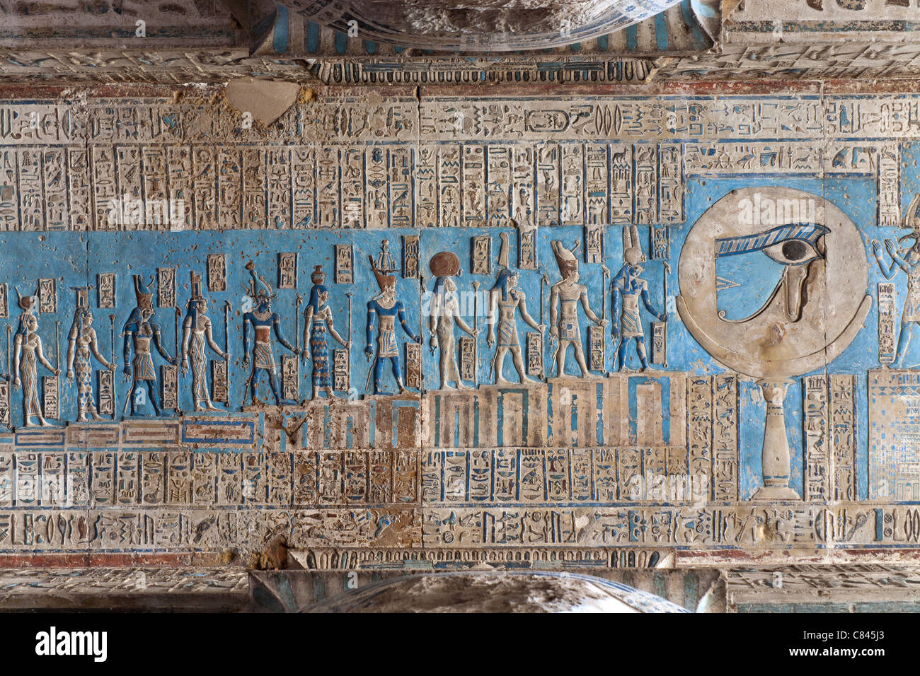 Interior details of Dendera Temple showing the newly cleaned ceiling ...