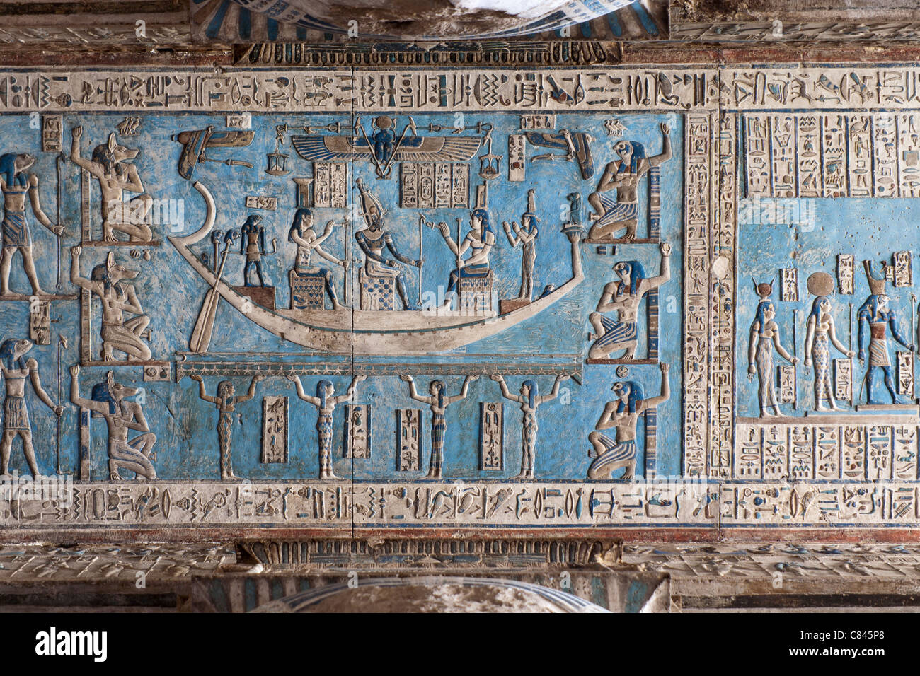 Interior details of Dendera Temple showing the newly cleaned ceiling ...