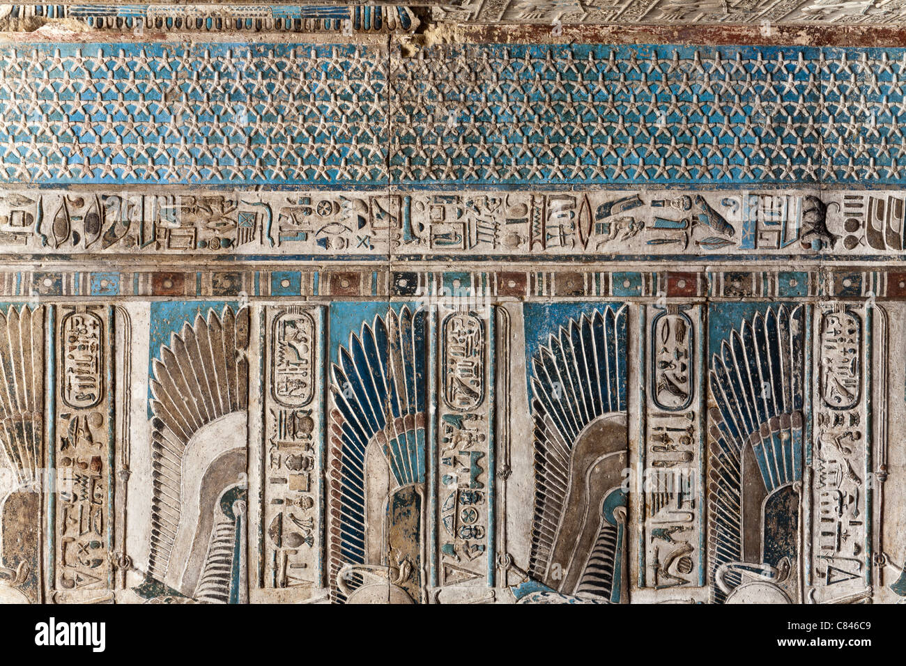 Interior details of Dendera Temple showing the newly cleaned ceiling ...