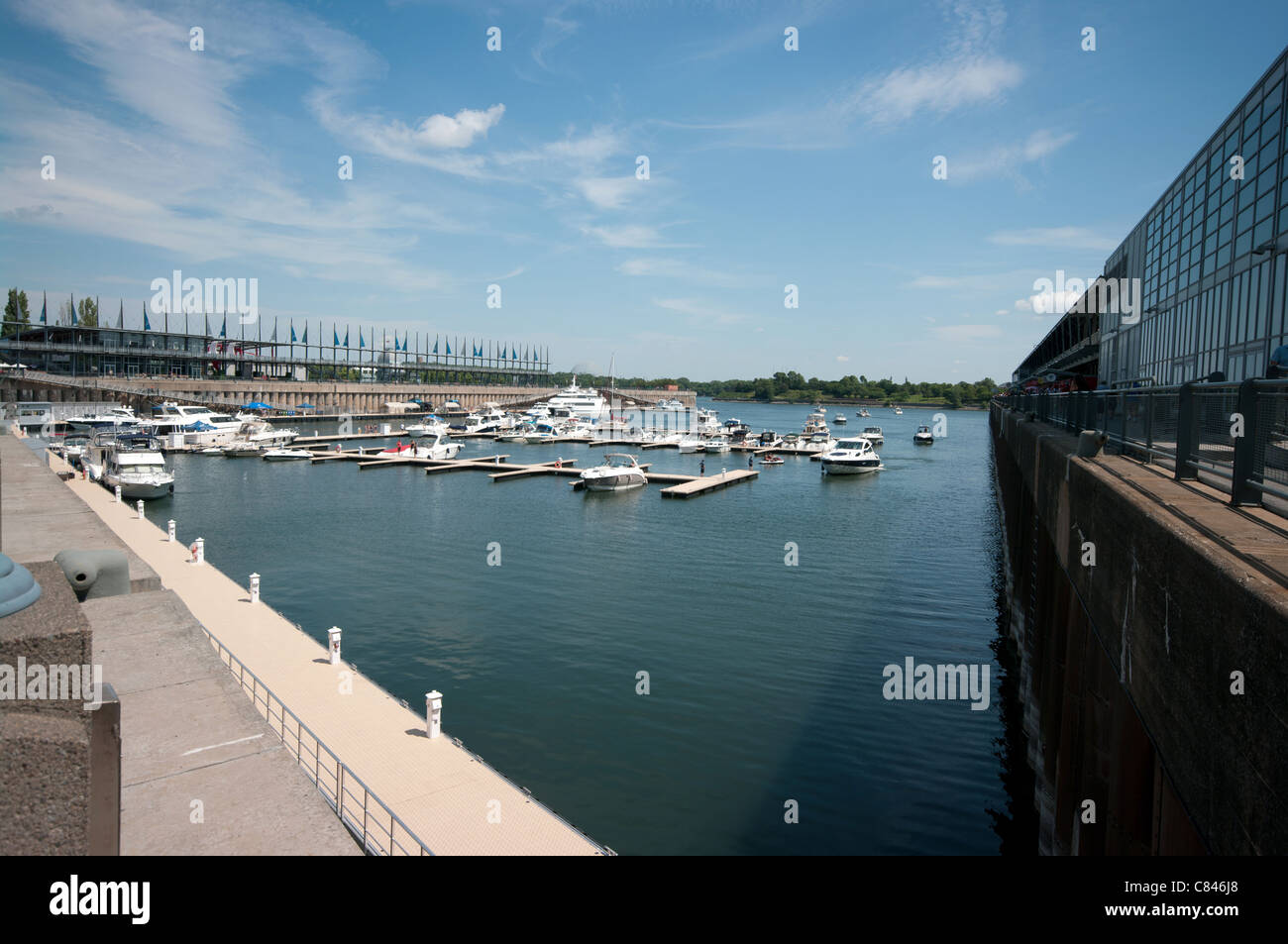 Montreal Old port Quebec Canada summer lake boats dock Stock Photo - Alamy