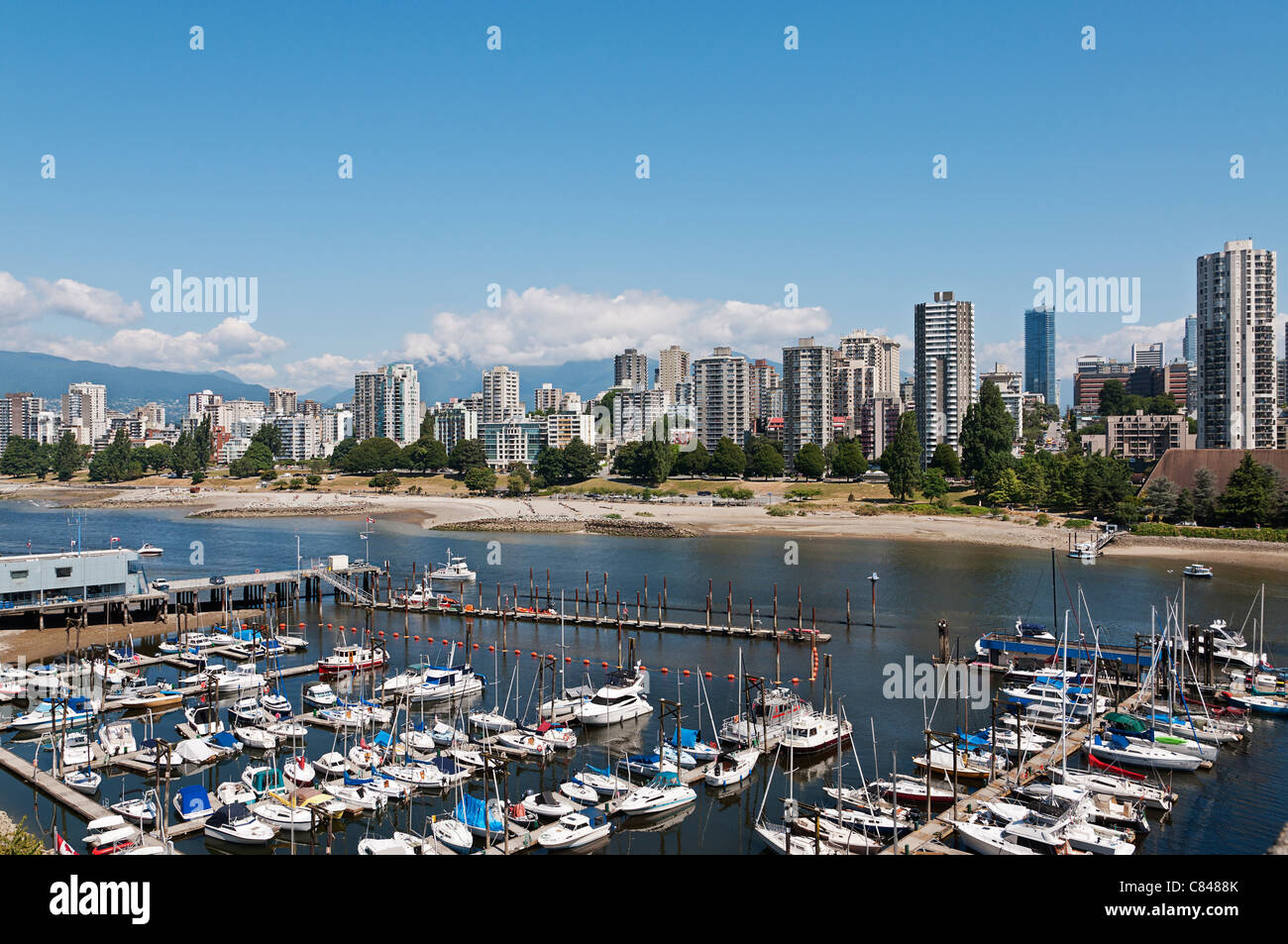 A scenic summertime view from Vancouver's Burrard Bridge. This view of ...