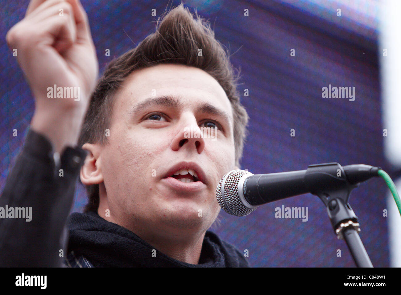 ukuncut founder Daniel Garvin addresses the Anti War Mass Assembly on ...