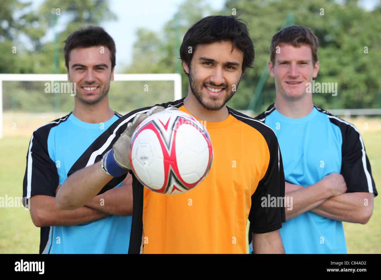 3 goal with team mates football hi-res stock photography and images - Alamy