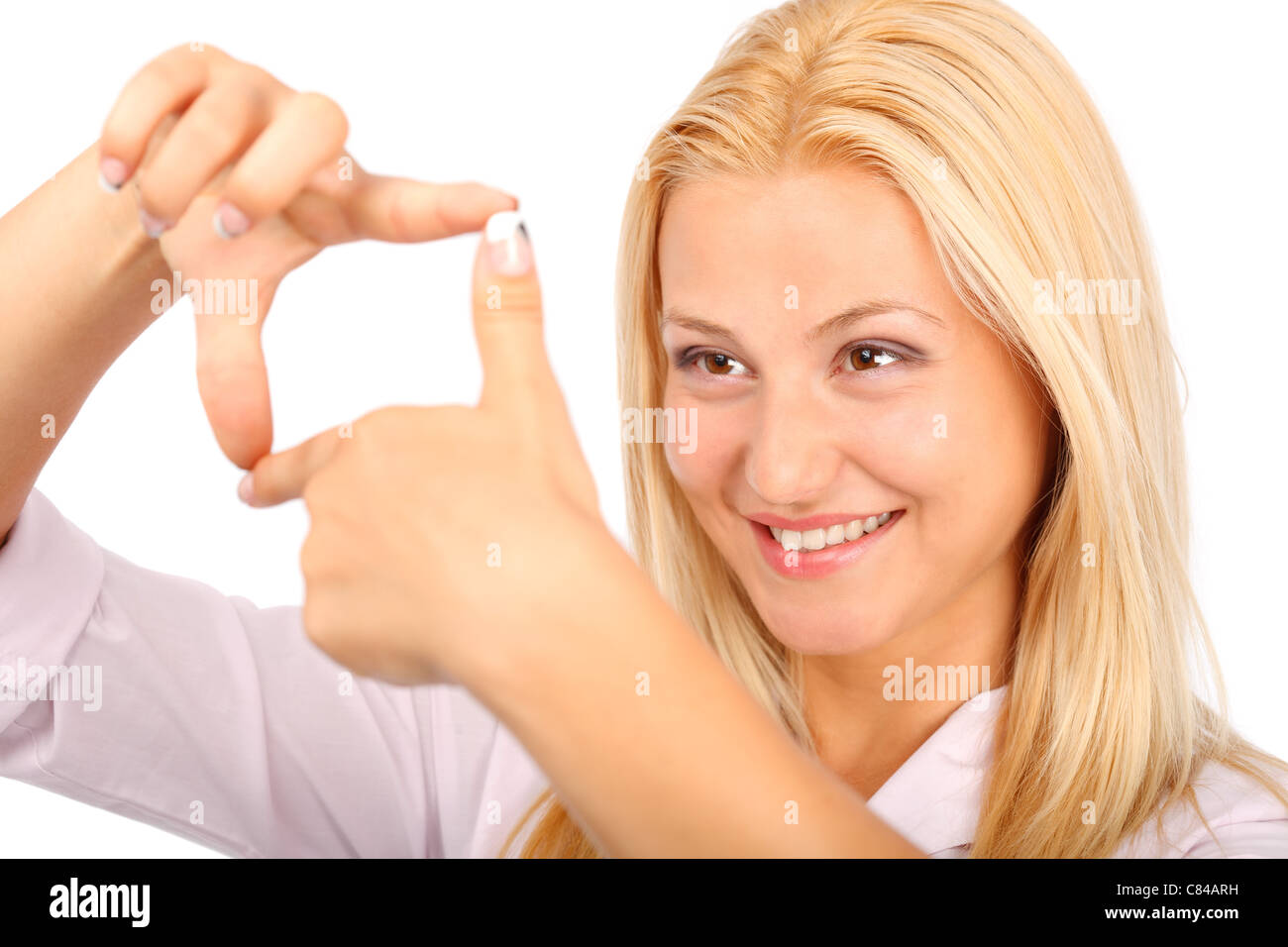 Businesswoman framing face hands hi-res stock photography and images ...