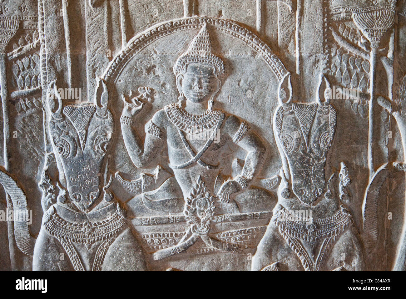 Cambodia, Siem Reap, Angkor Wat, The Bas Relief Galleries depicting ...