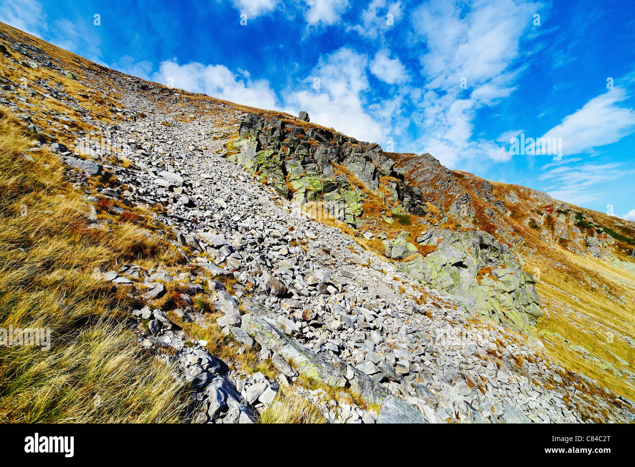 Landscape of Parang mountains in Romania, with huge fields of scree ...