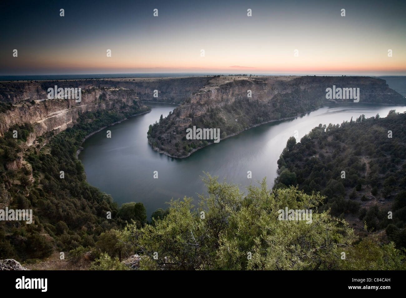 Aerial view of curved river and cliffs Stock Photo - Alamy