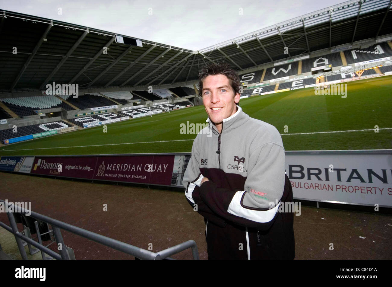 James Hook the Wales and Ospreys rugby player at the Liberty Stadium in ...