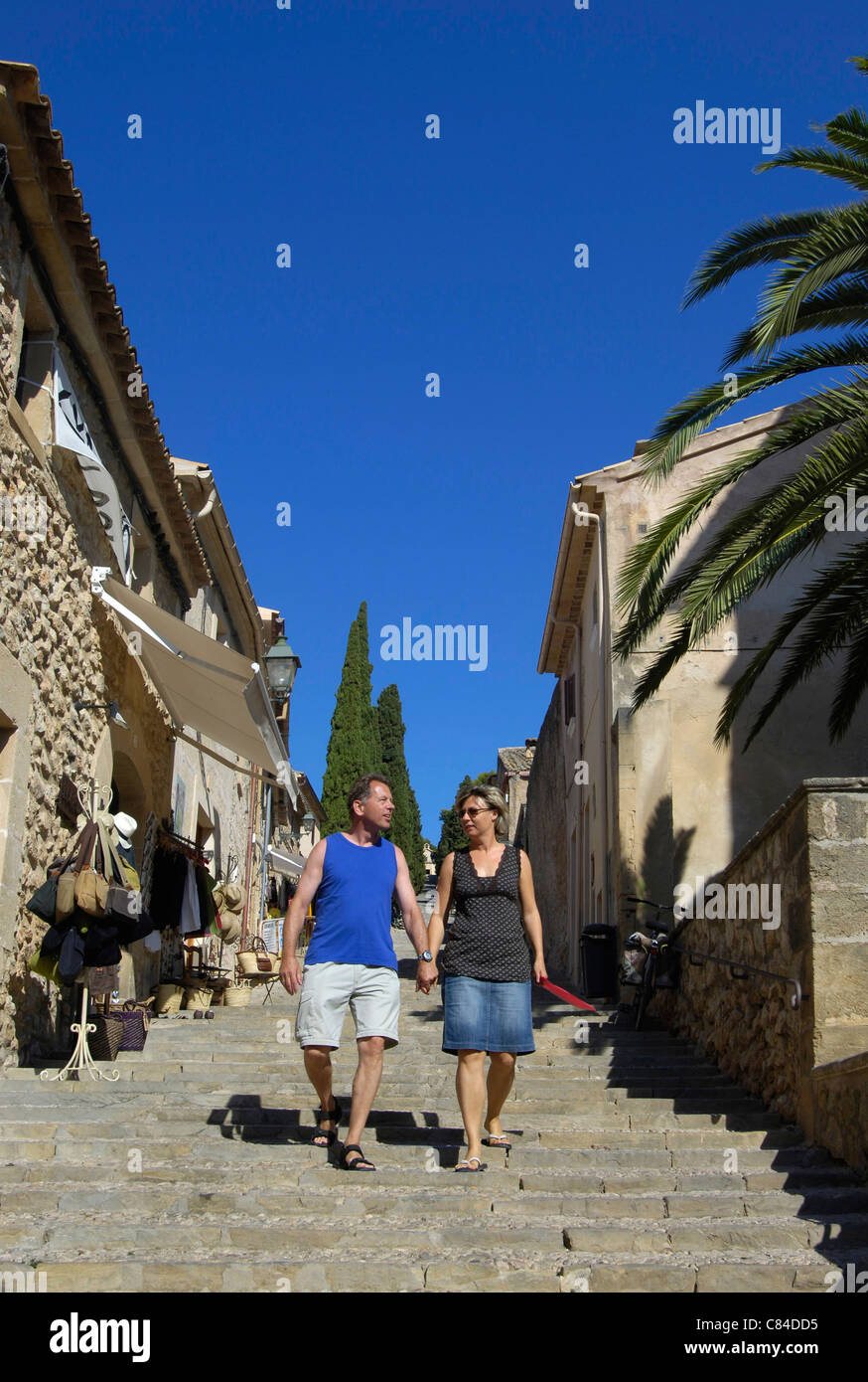 Mallorca, Pollenca, Calvari steps, tourists Stock Photo - Alamy