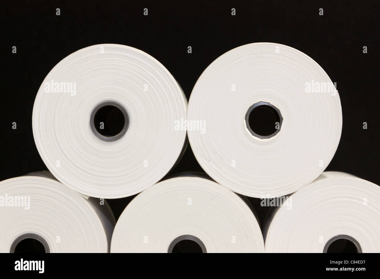 A set of White Paper Rolls on a pile Stock Photo - Alamy