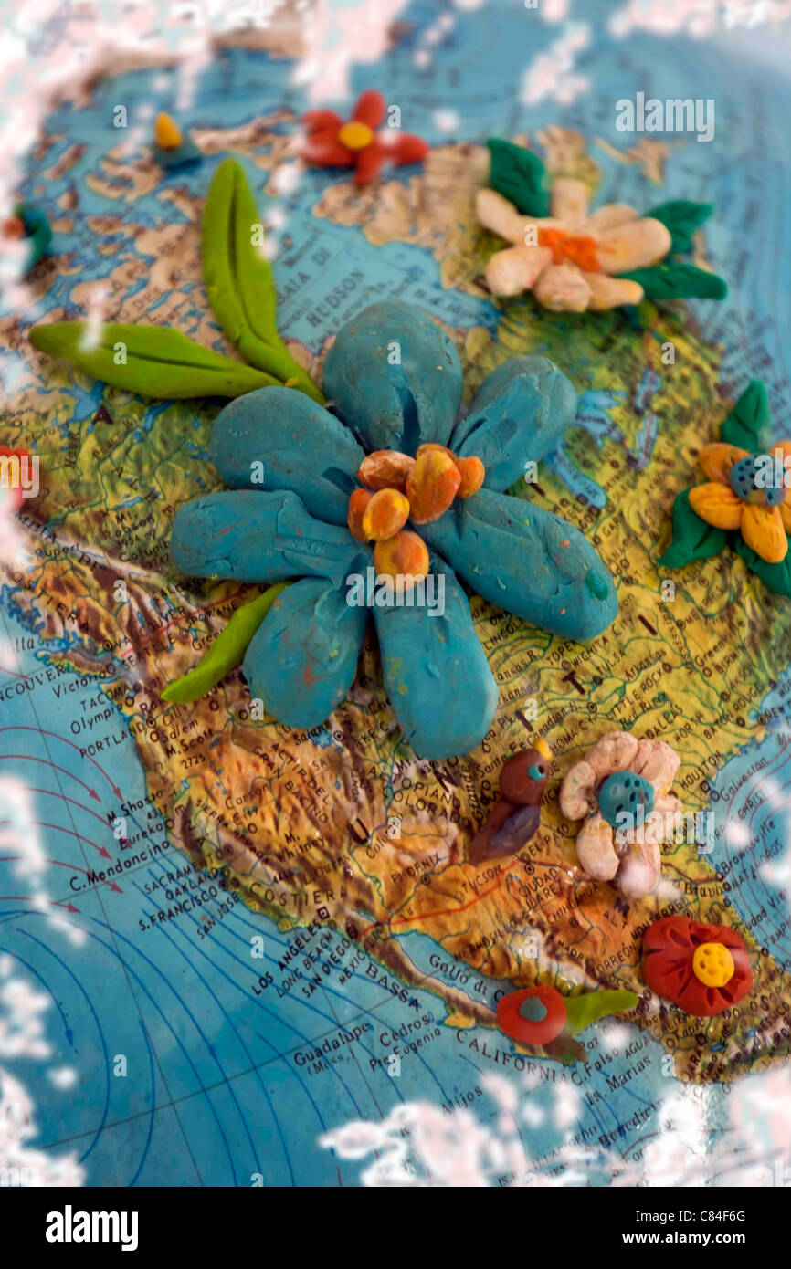 flowered map of USA, object and plasticine Stock Photo - Alamy