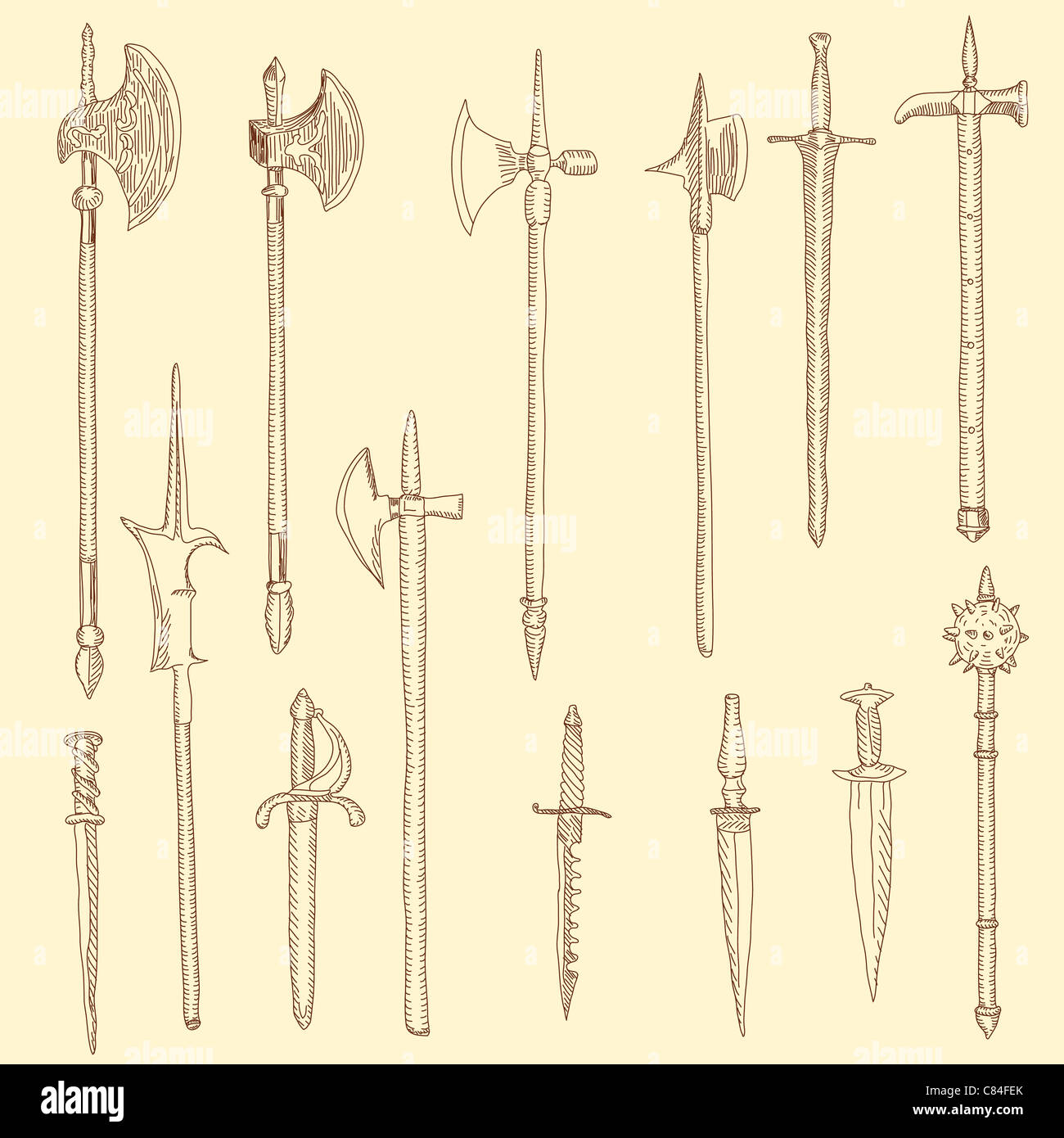 Medieval Weapons Drawings