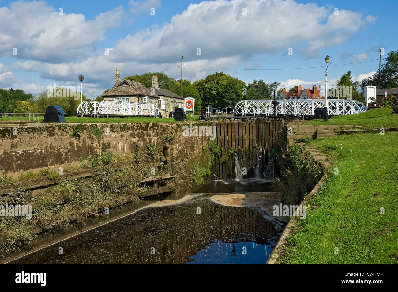 Naburn canal gates Lock Locks inland waterway waterways in summer on ...