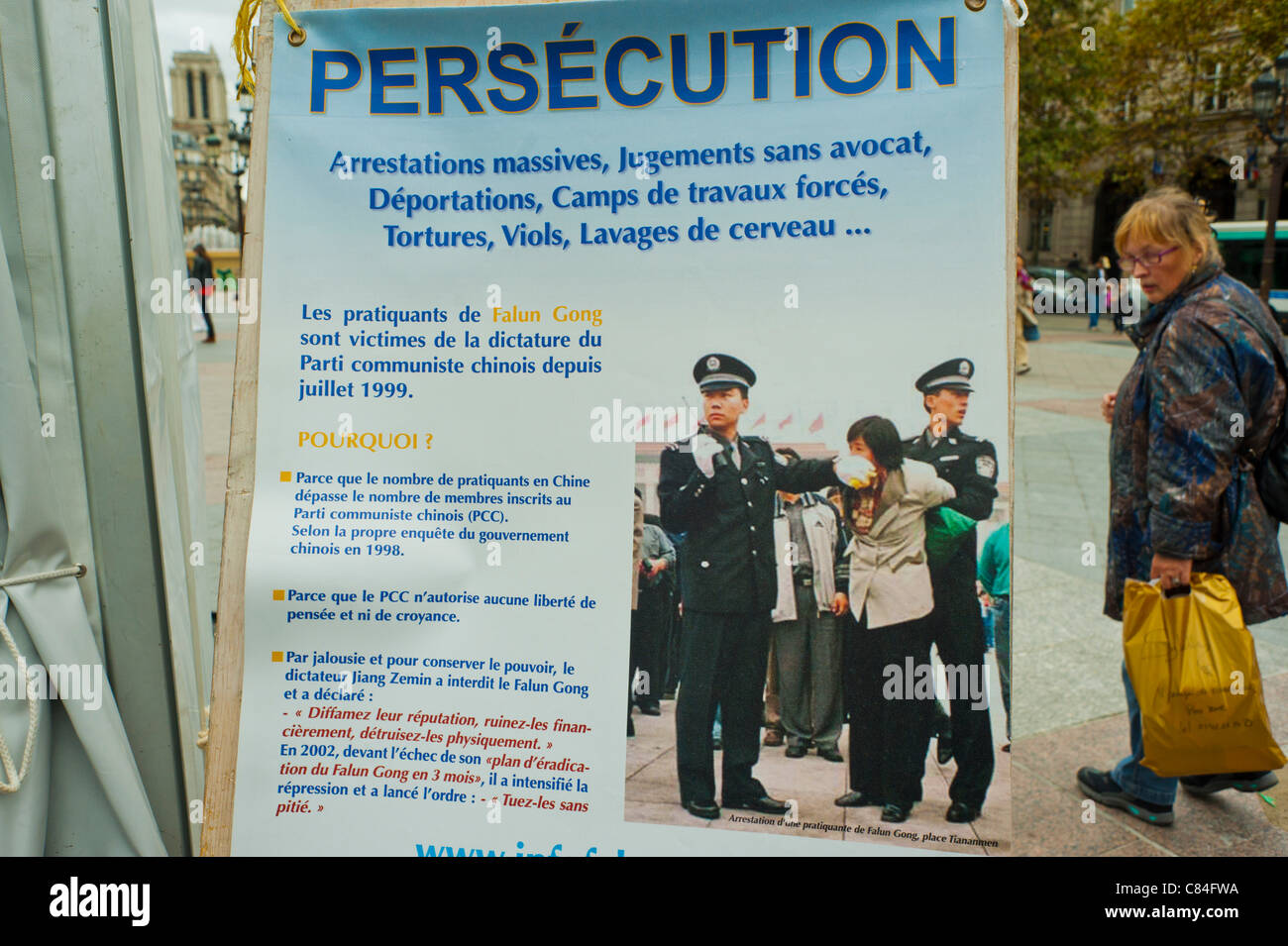 Paris, France, "Falun Gong" Stall French protest poster Political ...