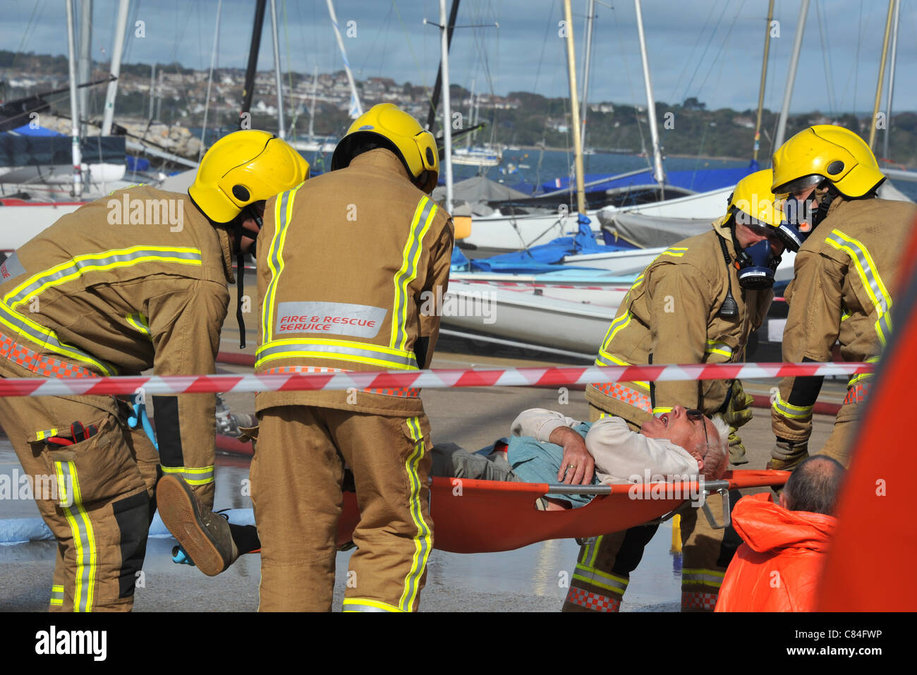 UK, Major disaster exercise at the olympic sailing venue, Portland in ...