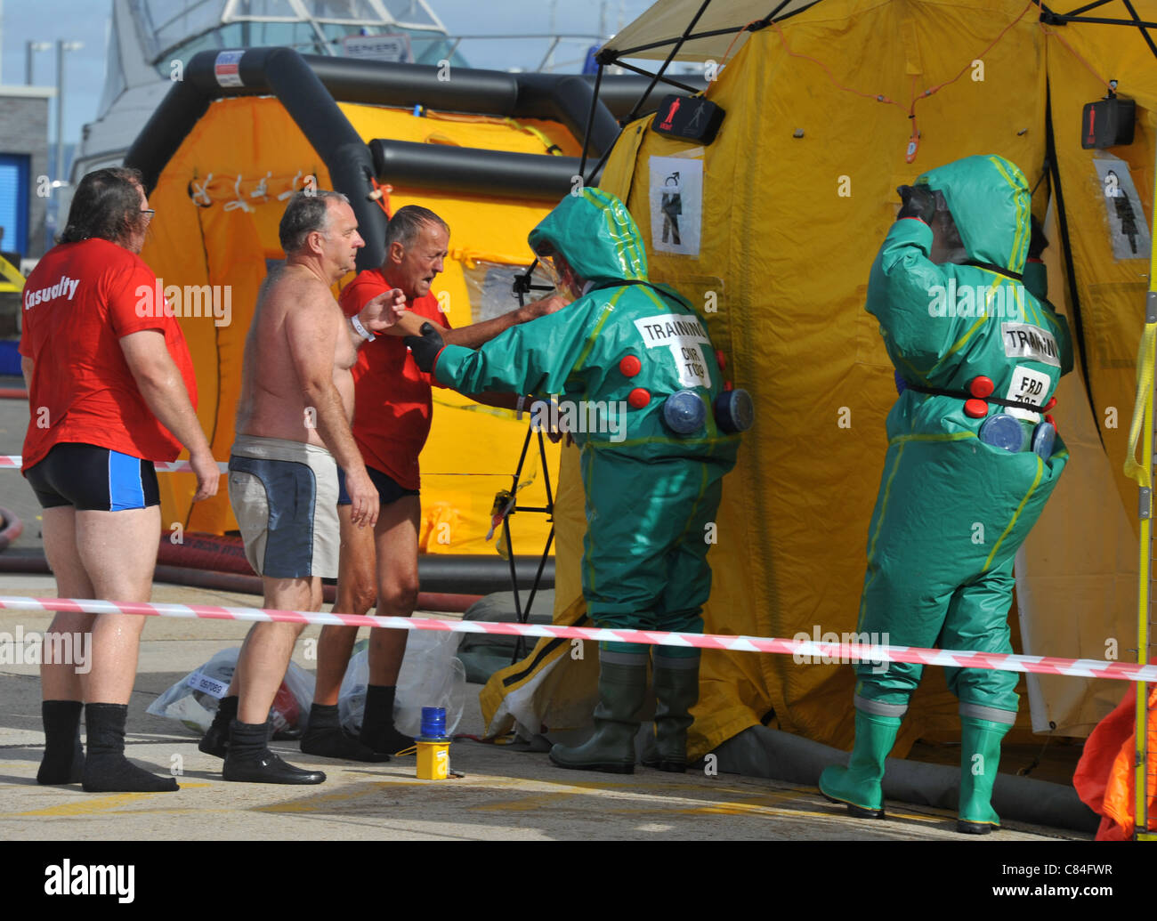 UK, Major disaster exercise at the olympic sailing venue, Portland in ...