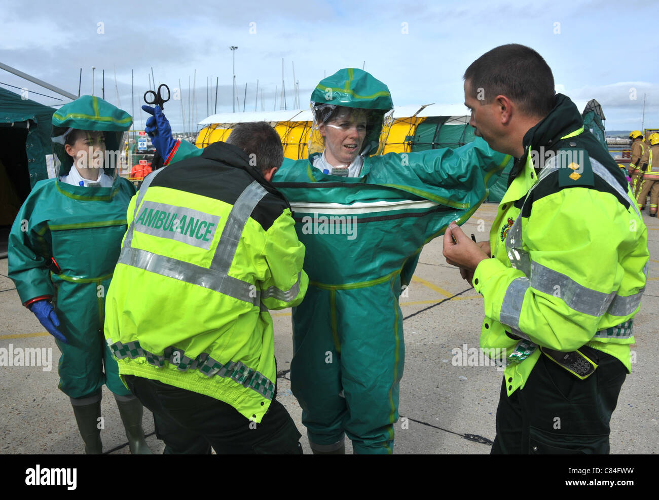 UK, Major disaster exercise at the olympic sailing venue, Portland in ...