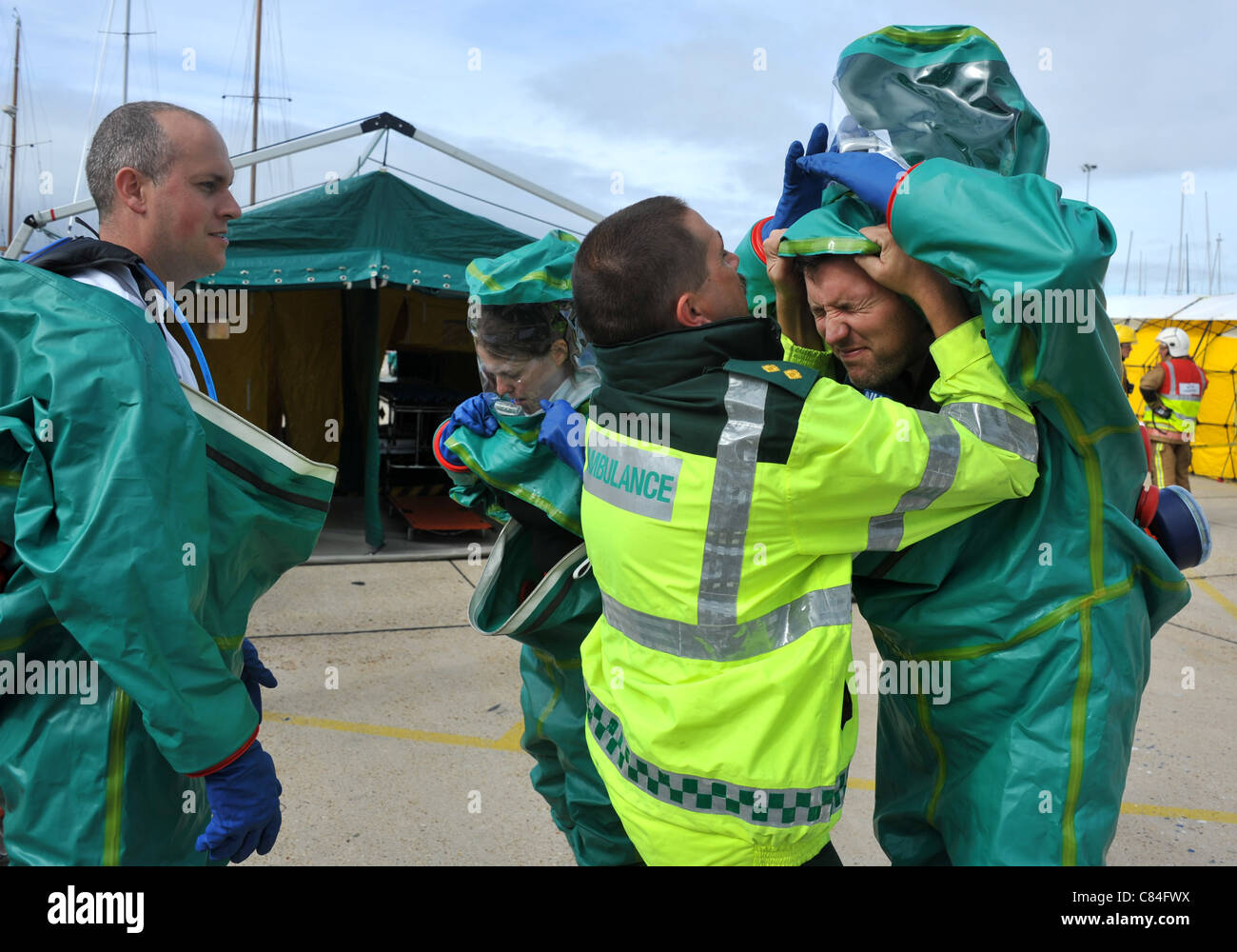 UK, Major disaster exercise at the olympic sailing venue, Portland in ...