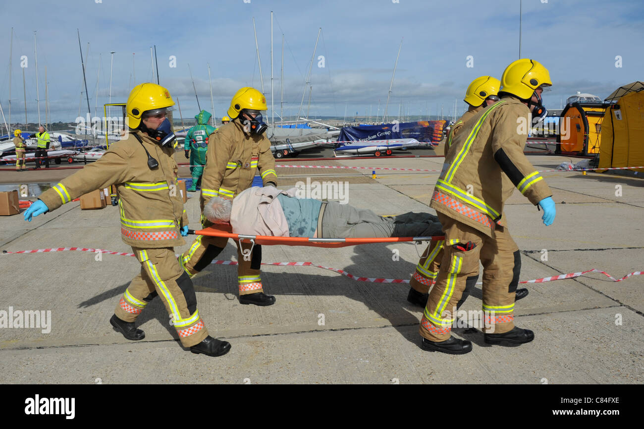 UK, Major disaster exercise at the olympic sailing venue, Portland in ...