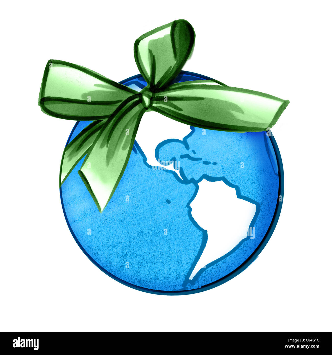 Earth wrapped in ribbon Stock Photo - Alamy
