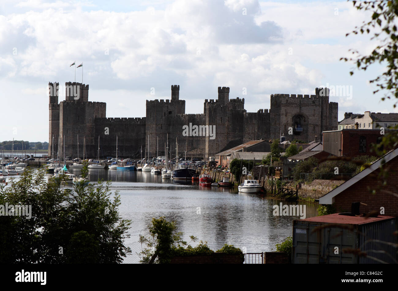 Caernarfon Castle medieval building in Gwynedd, north-west Wales UK ...