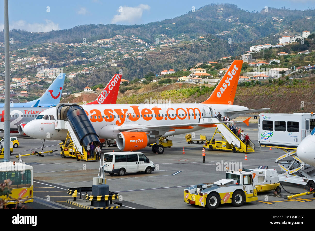 EasyJet plane airplane aircraft parked at Funchal airport Madeira ...