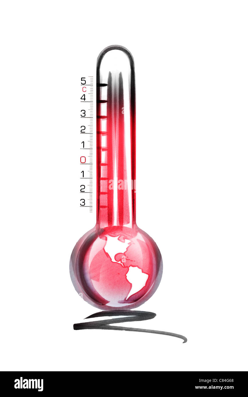 Overheated earth in thermometer Stock Photo - Alamy