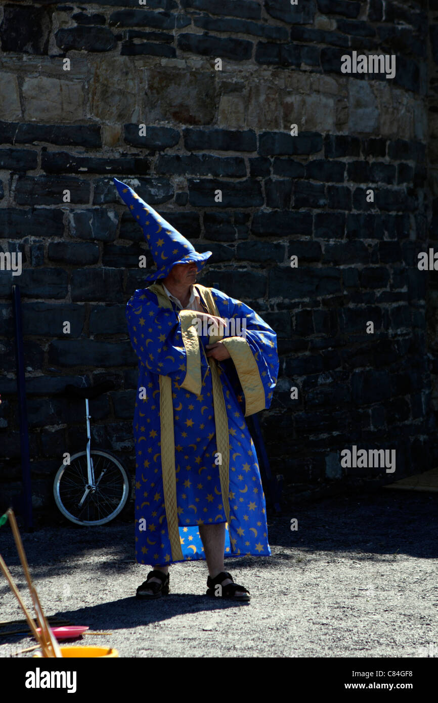 Man dressed as a medieval magician in Conway North Wales UK Stock Photo ...