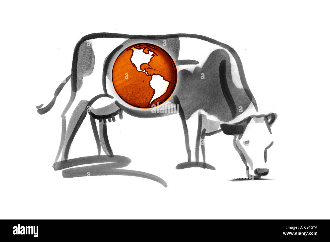 Earth inside of cow Stock Photo - Alamy