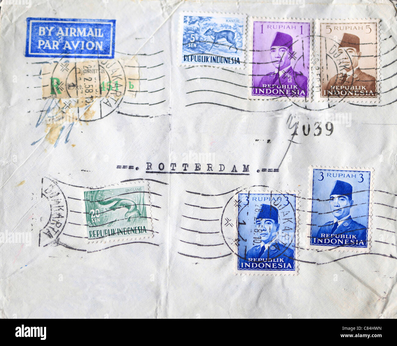 1958 envelope from indonesia full hi-res stock photography and images ...