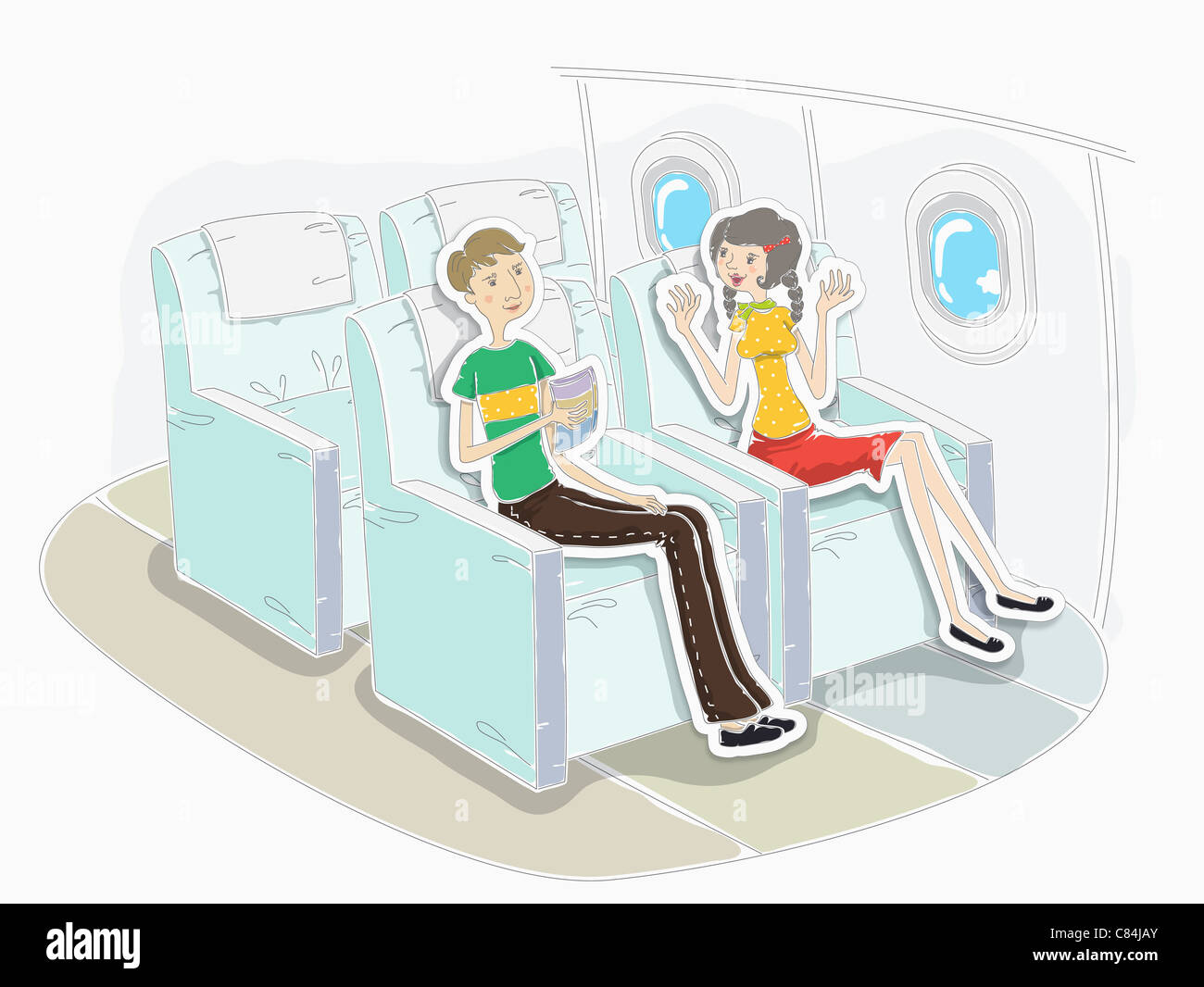 Seat airplane woman Cut Out Stock Images & Pictures - Alamy