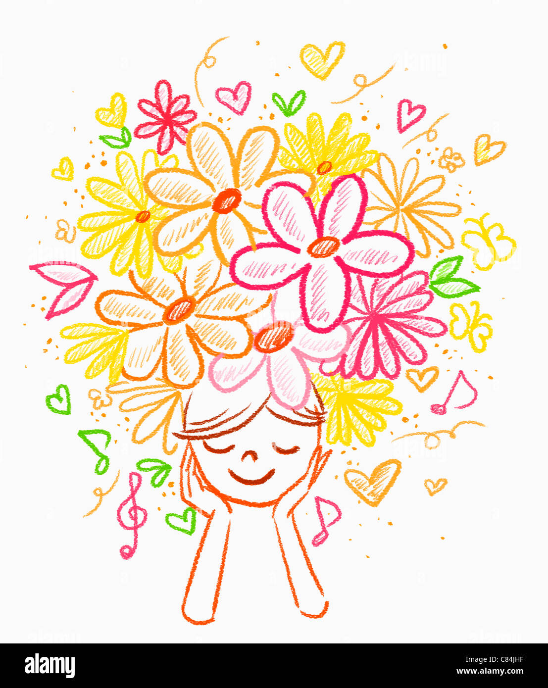 The image of happy person with flowers on Stock Photo - Alamy