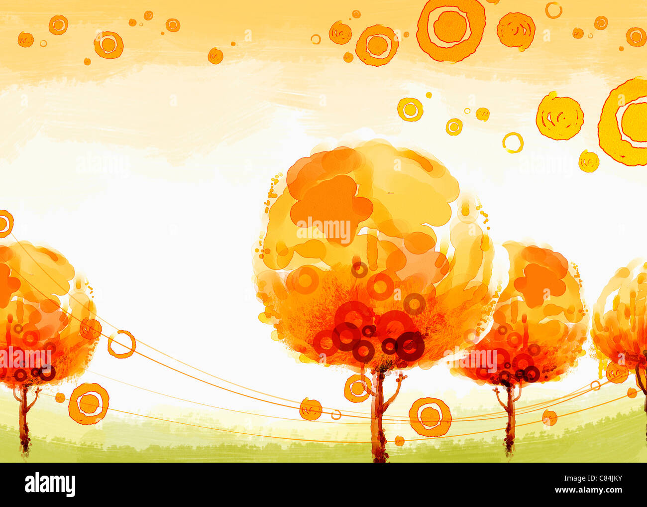 The image of orange colored trees Stock Photo - Alamy