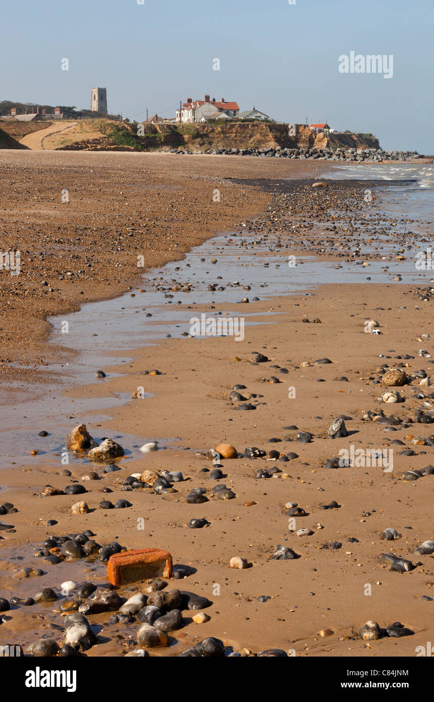 A house brick on the beach at Happisburgh in Norfolk England Stock ...