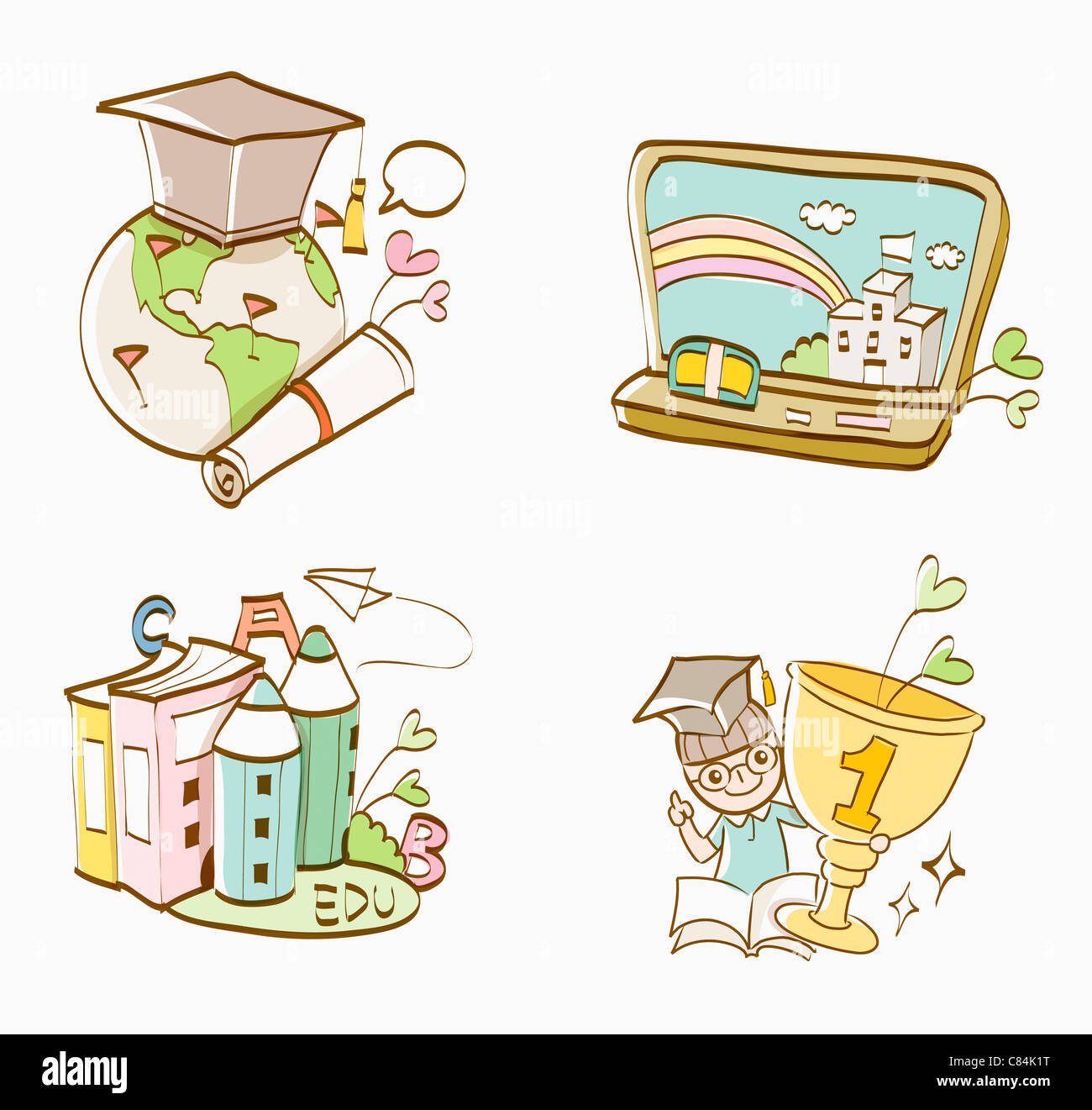 Various types of icons for education Stock Photo - Alamy