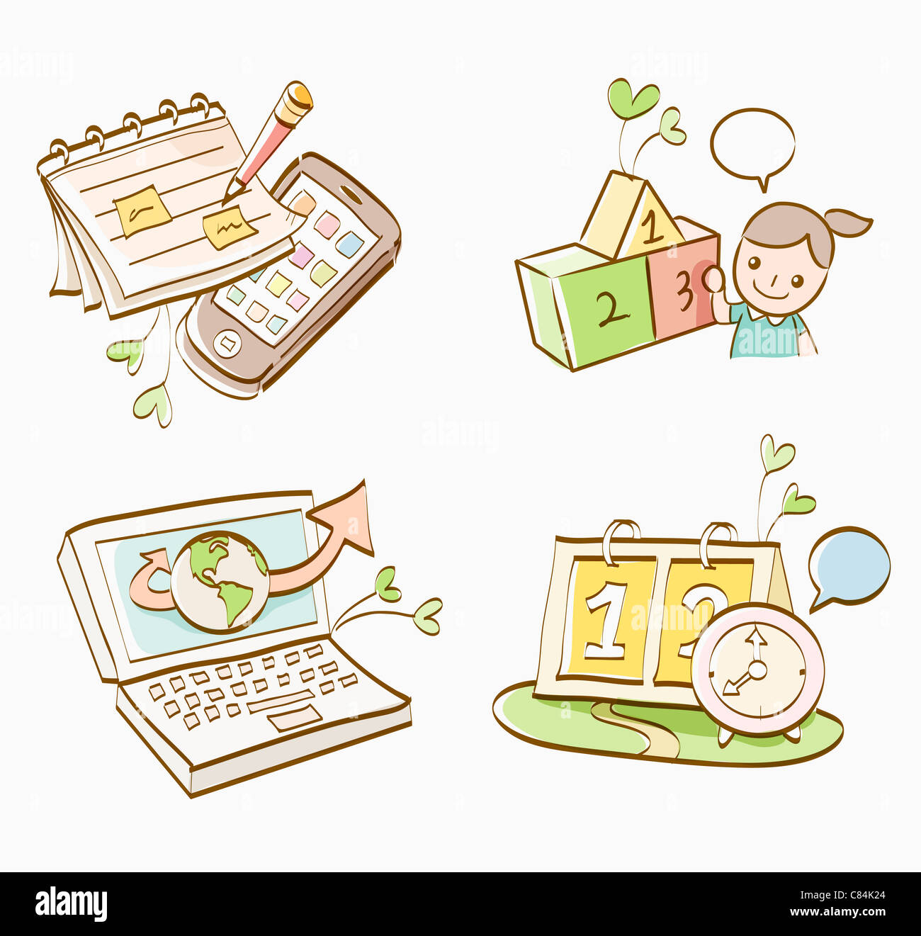 Various types of icons for scheduling Stock Photo - Alamy