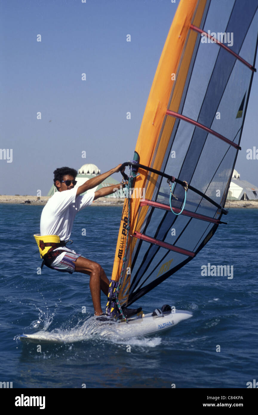 Wind-surfer off Jumeirah Beach in 1996 Dubai Stock Photo - Alamy
