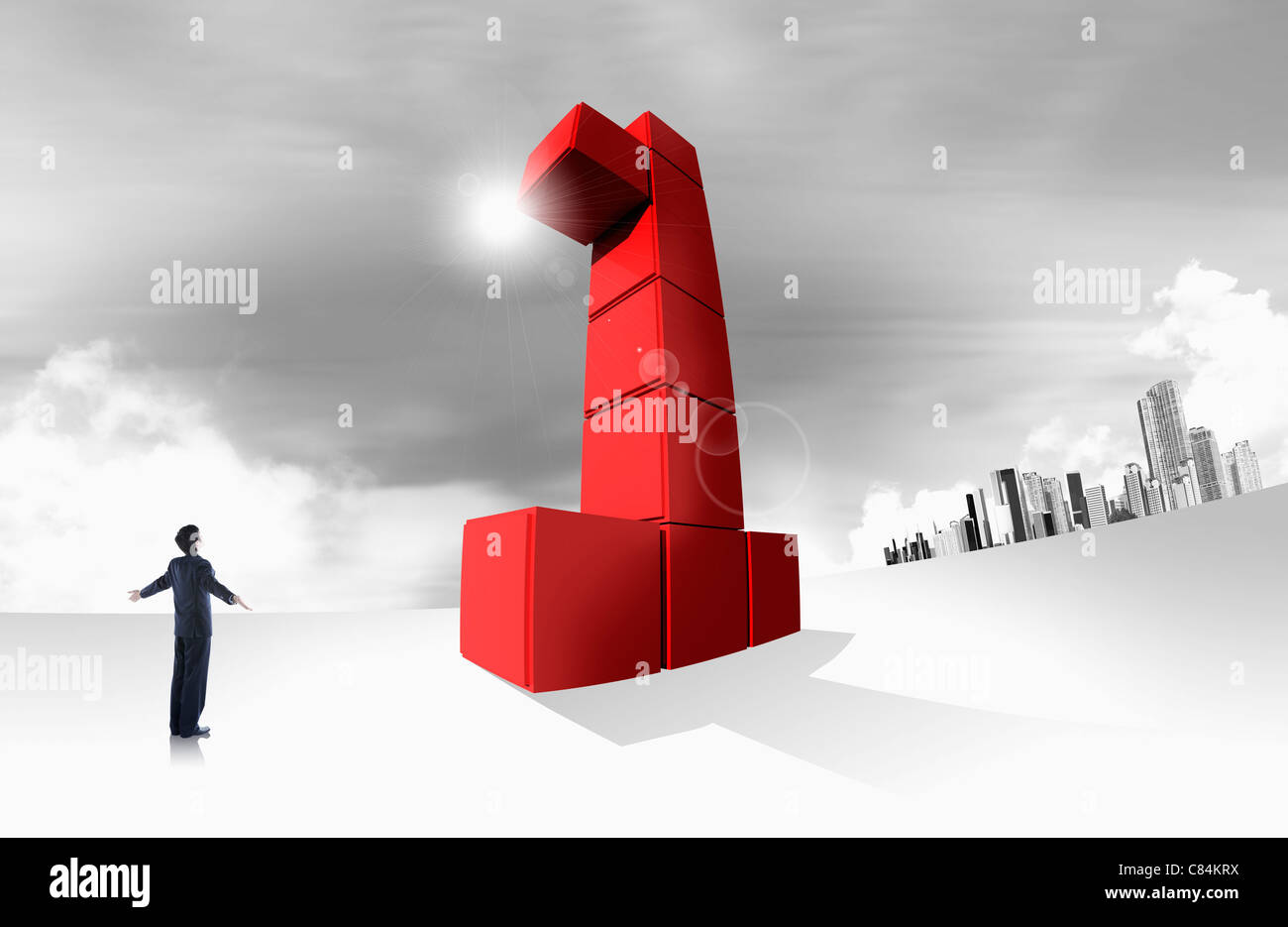 A man looking at number on shaped boxes Stock Photo - Alamy